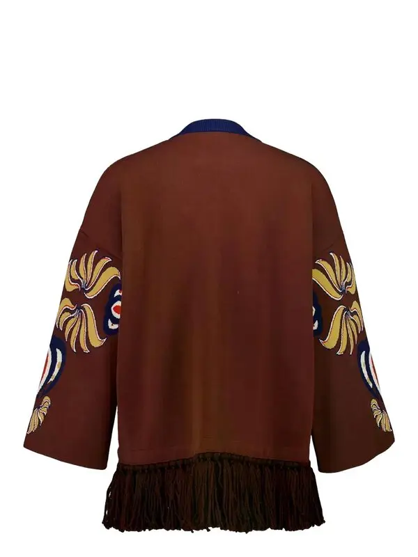 PAULA V-neck Fringed Sweater - Brown