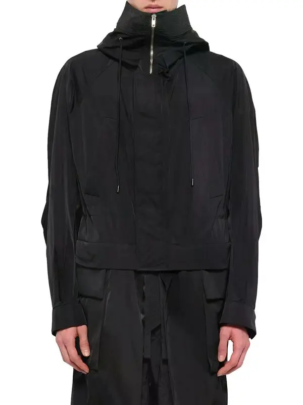 JUUN.J Hooded Panelled Coat - Black