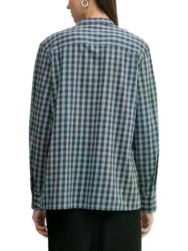 Marc O'polo Gingham-check Band-collar Shirt - Blue