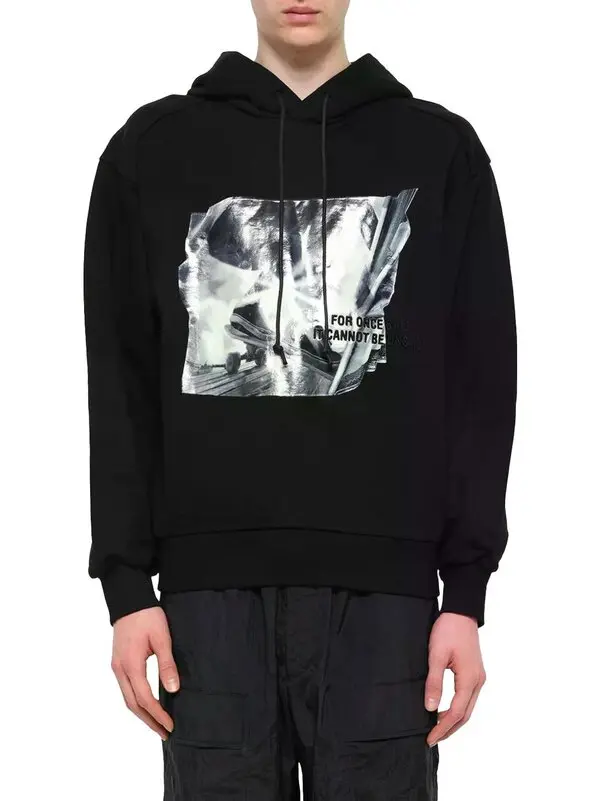 JUUN.J Graphic-print Drawstring Hoodie - Black