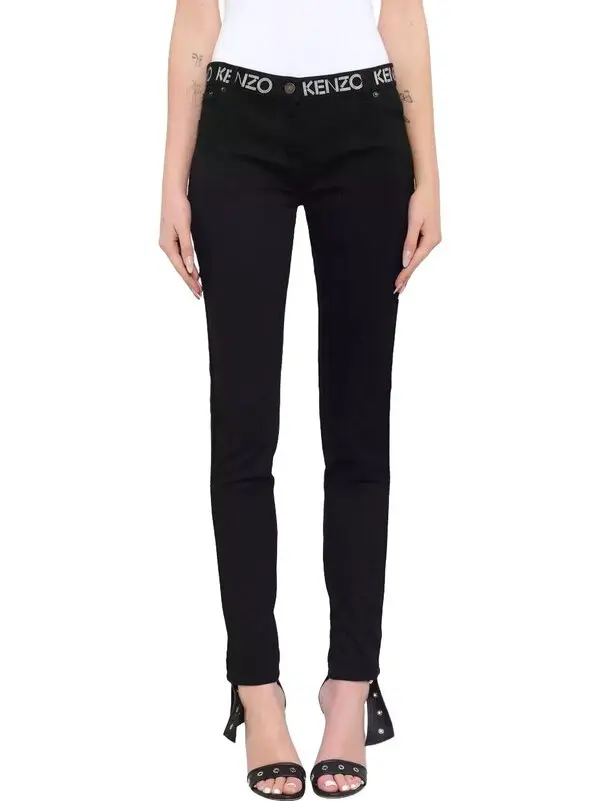 Kenzo Logo-waistband Skinny Trousers - Black