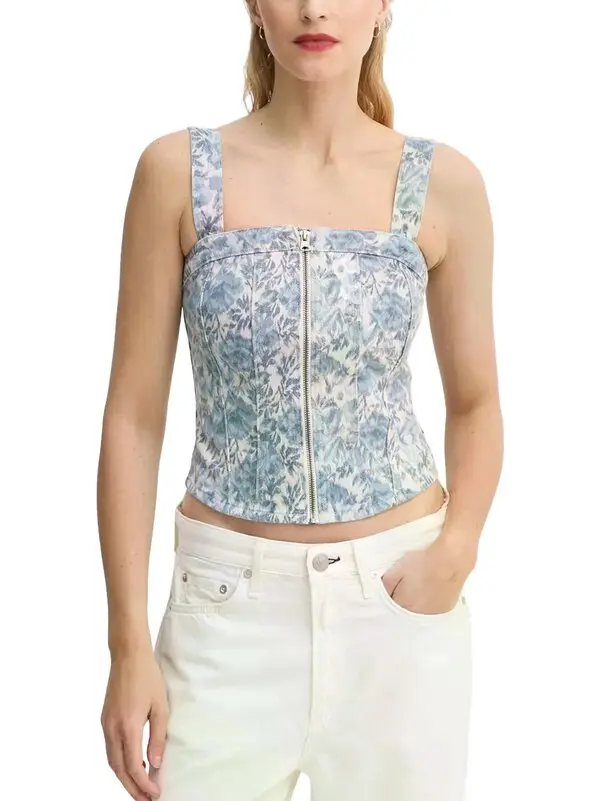 LEVI'S Floral-print Corset-style Top - Blue