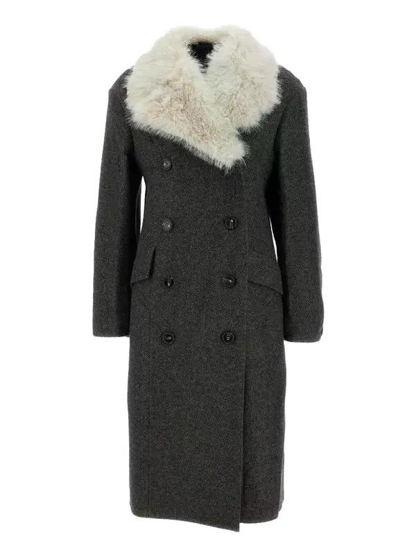 Simone Rocha Faux-fur-collar Double-breasted Coat - Grey
