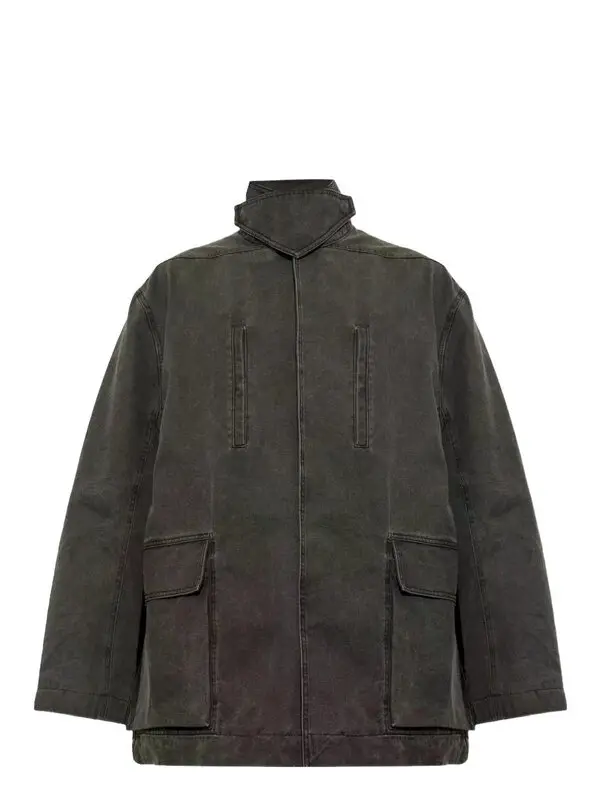Rick Owens Mac High-neck Denim Jacket - Grey