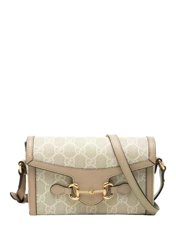 Gucci 2016-2026 Mini Gg Supreme Horsebit 1955 Crossbody Bag - Neutrals