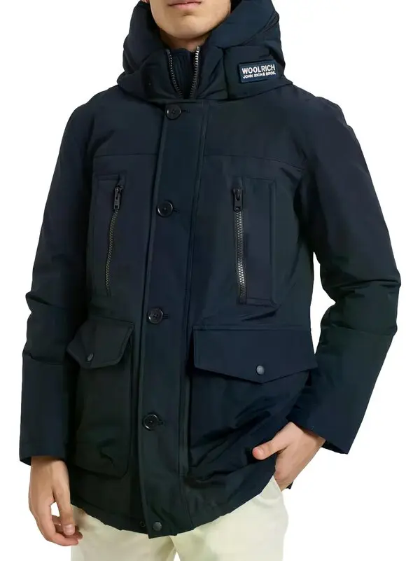 Woolrich Hooded Logo-patch Coat - Blue