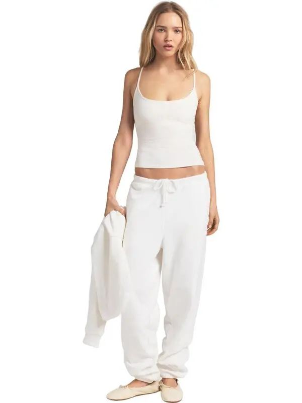 SKIMS Jogger Pants | White | Large | Cotton Fleece - Marble