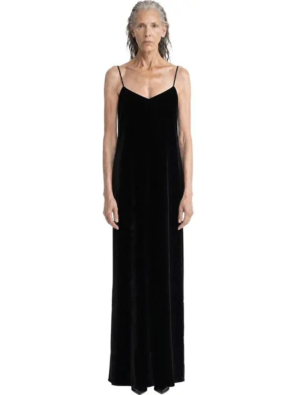 ANDREA YA AQOV Velvet Slip Long Dress - Black