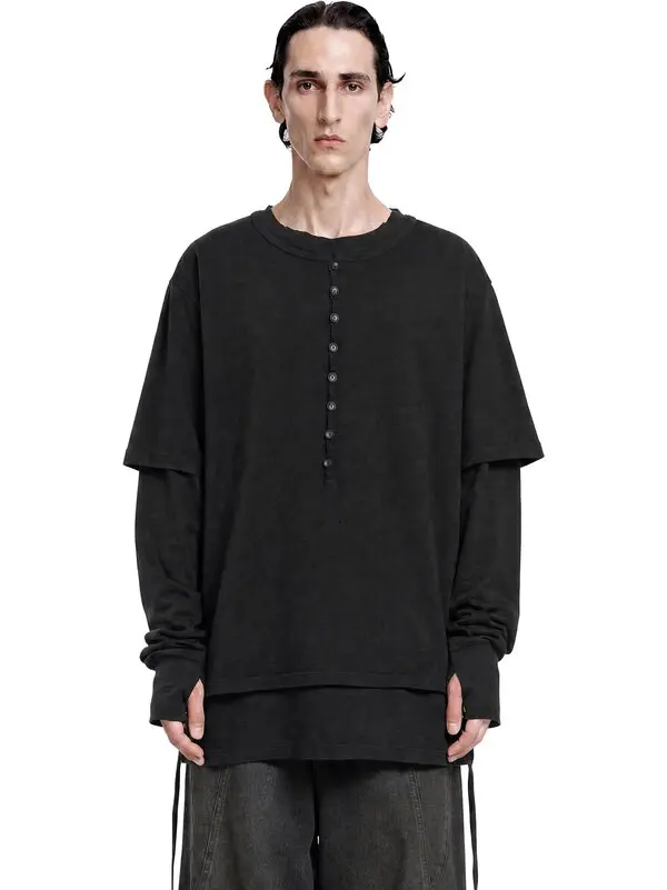 ANDREA YA AQOV Double Layer Serafino Top - Black