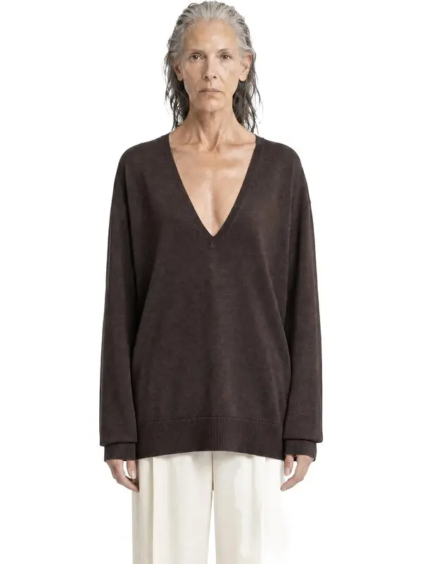 TOTEME Fine V-neck Sweater - Brown