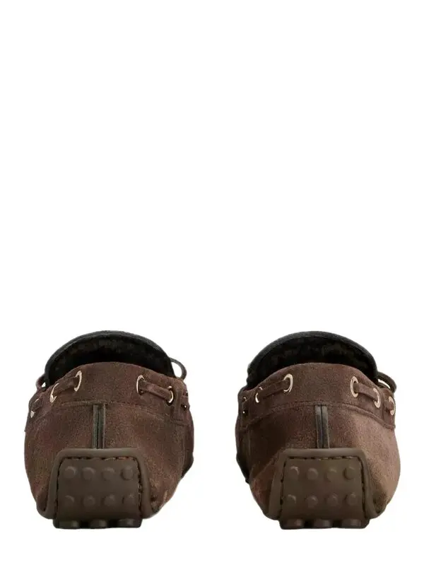 TOD'S Shearling-lined Suede Loafers - Brown