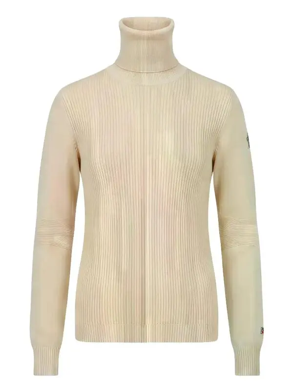 Moncler Ribbed-knit Logo-patch Sweater - Neutrals