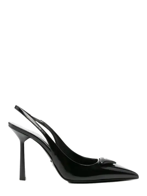 Prada Brushed Leather Slingback Pumps - Black