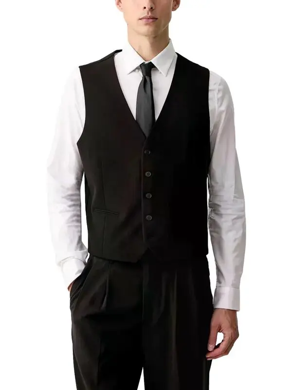 Lindbergh V-neck Button-up Waistcoat - Black