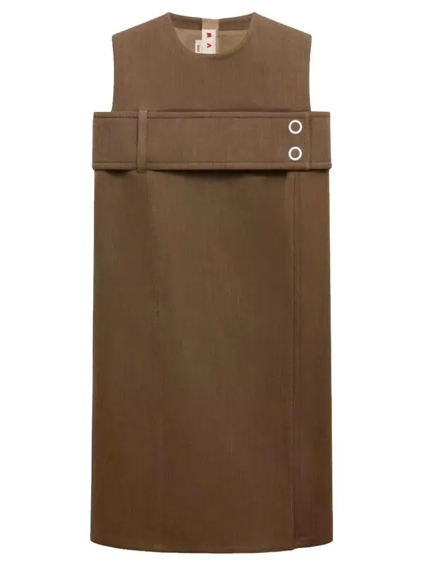 Marni Wool Dress With Belted Bust - Brown