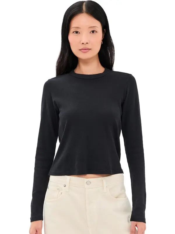 MOTHER The Itty Bitty Crop Tee - Black