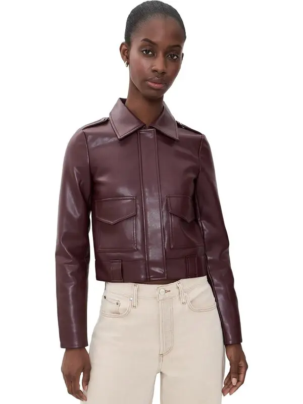 PISTOLA Bex Shrunken Faux Leather Jacket - Cabernet