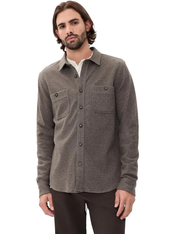 Marine Layer Pacifica Stretch Twill Overshirt - Brown