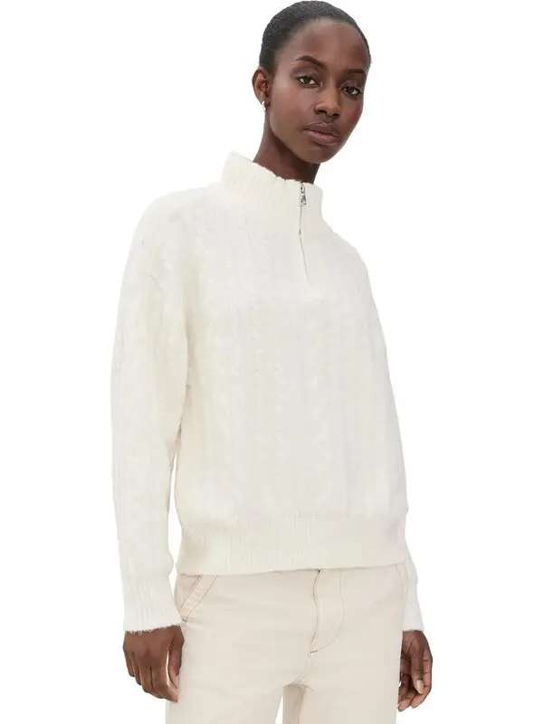 WAYF West Quarter Zip Sweater - Ivory
