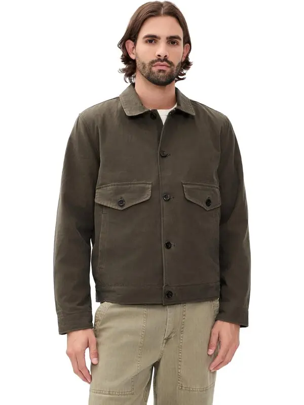 Marine Layer Waxed Trucker Jacket - Olive