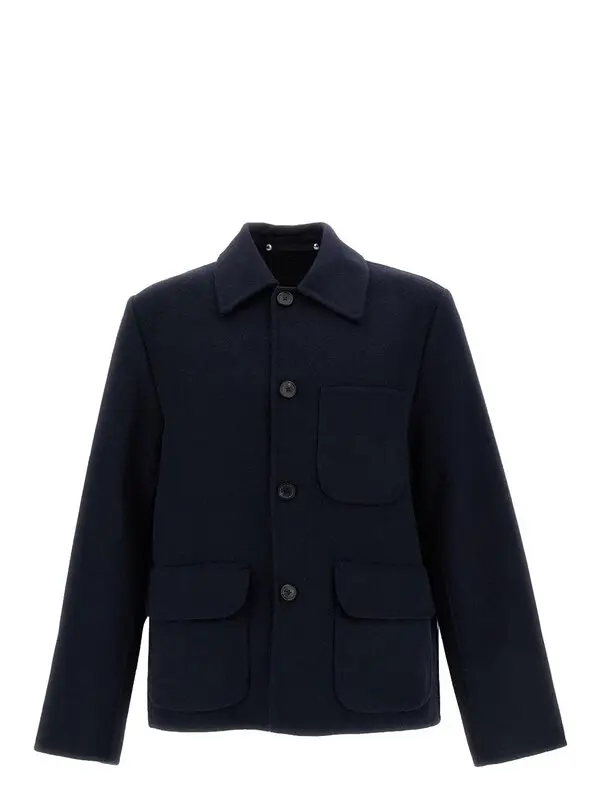 Paul Smith Giacca Workwear In Twill Di Lana - Blu