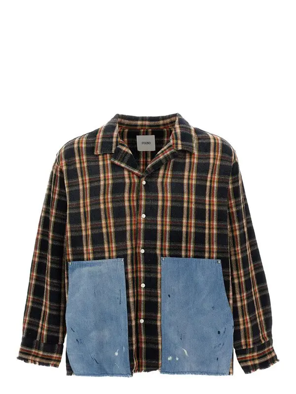 FOUND Camicia Plaid Denim - Nero