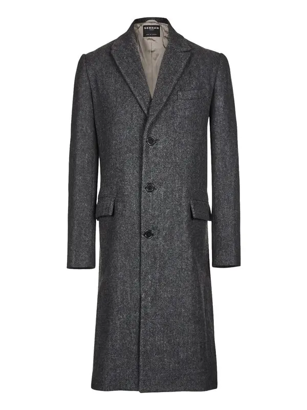 SERRAN LONDON Single Breasted Wool Coat - Grey