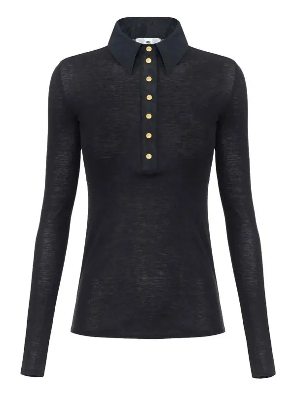 Elisabetta Franchi Wool Blend Polo Shirt - Black