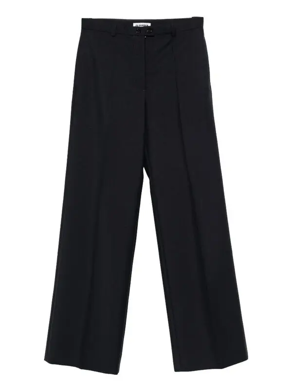 JIL SANDER Wool Straight Trousers - Blue