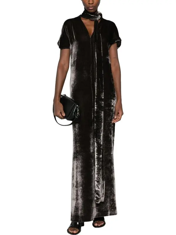 CORTANA Iris Velvet Long Dress - Red