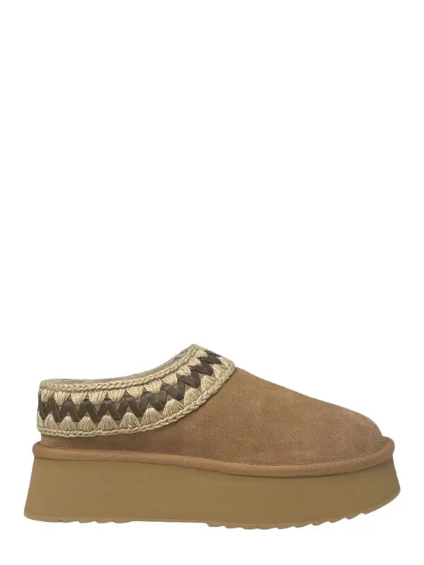Mou Platform Clog Suede Slippers - Beige