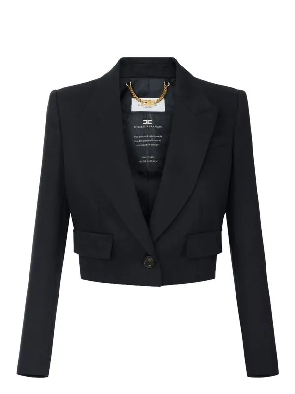 Elisabetta Franchi Wool Single-breasted Jacket By - Black