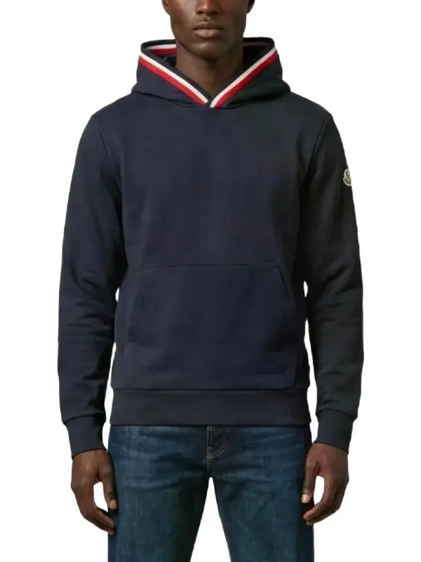 Moncler Tricolour-detail Hoodie - Blue