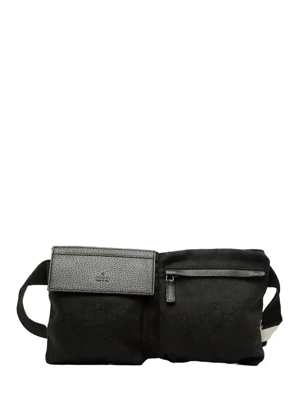 Gucci 2000-2015 Gg Canvas Double Pocket Belt Bag - Black