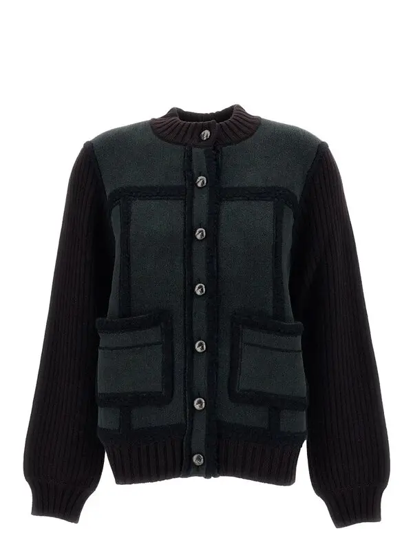 BARRIE Cardigan Color Block - Verde
