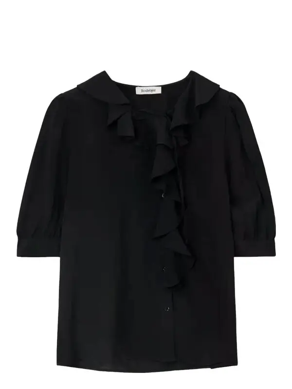 Rodebjer Xilla Ruffled Puff-sleeve Blouse - Black