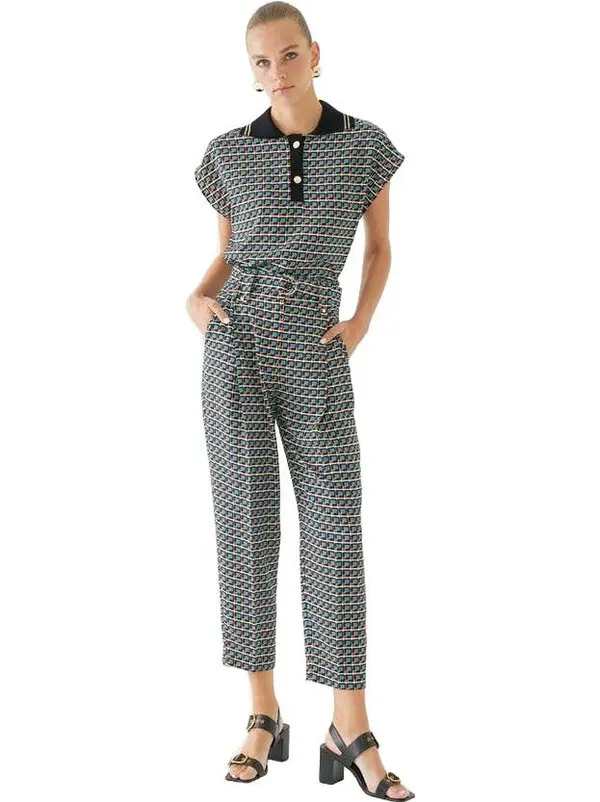 EXQUISE Mixed Print Ankle Length Pants - Multicolor