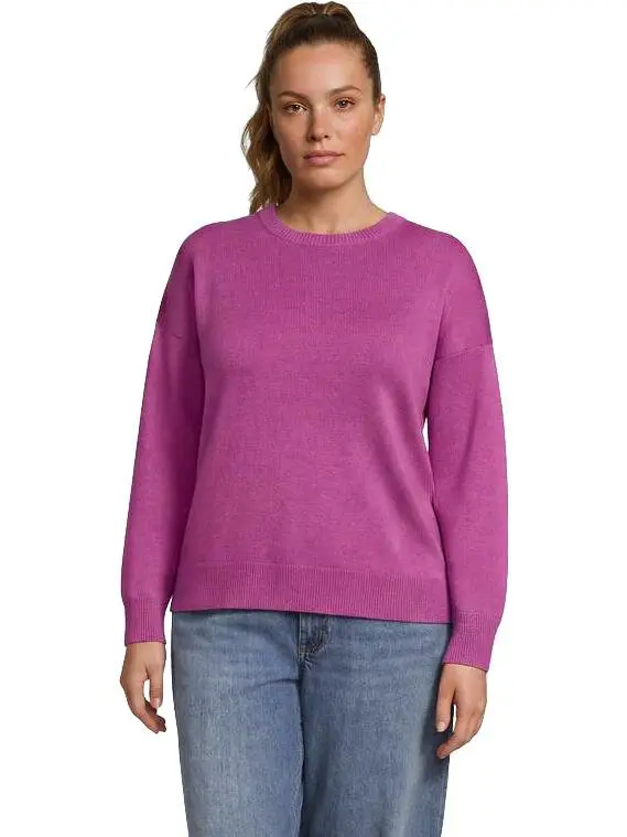 LANDS' END Drifter Classic Cable Sweater - Soft Raspberry Heather