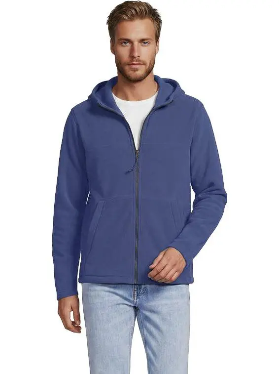 LANDS' END Anyweather Raindefense Full Zip Fleece Hoodie - Nightfall Blue