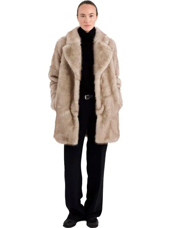 OROLAY Mid-length Faux Fur Coat - Beige