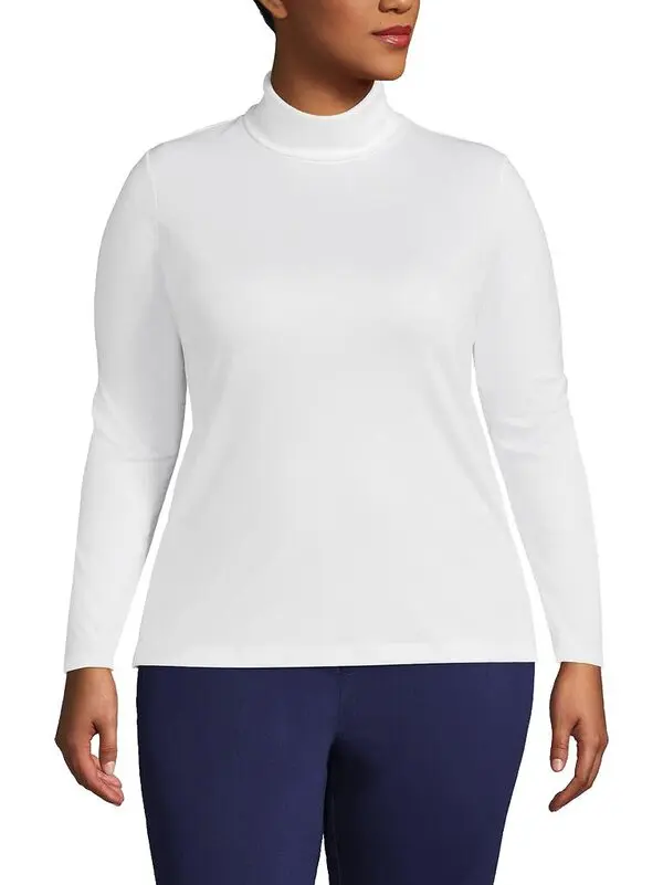LANDS' END Supima Cotton Fitted Long Sleeve Turtleneck - White