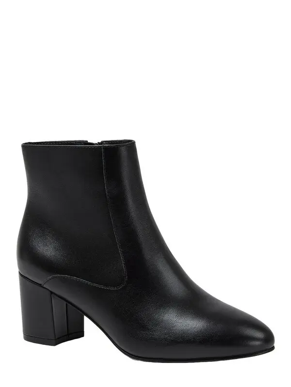 LANDS' END Essential Leather Block Heeled Boots - Black