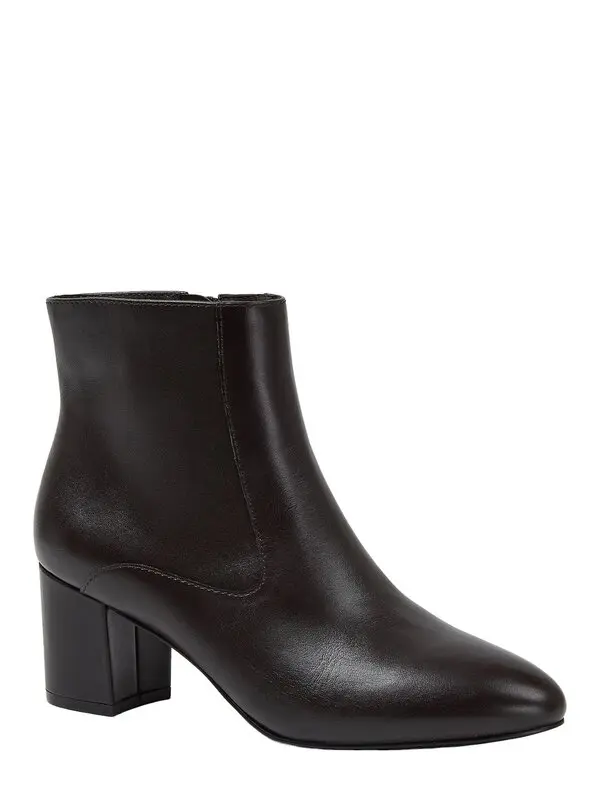 LANDS' END Essential Leather Block Heeled Boots - Coffee Bean