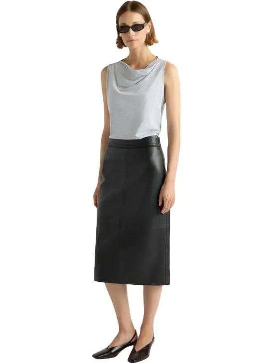 Modern Citizen Briony Back-slit Vegan Leather Skirt - Black
