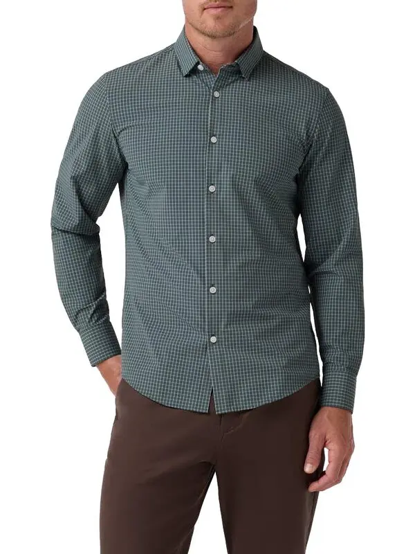 Mizzen+main Leeward No Tuck Long Sleeve Grid Performance Button Up Shirt - Hemlock Charles Grid