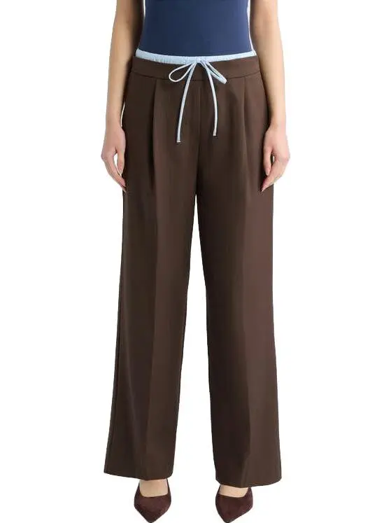 Deluc Tibi Contrast Detail Drawstring Pants - Chocolate