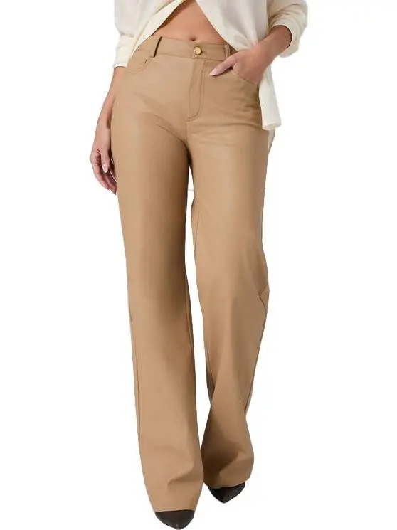 MARCIANO Cecilia Faux Leather Five Pocket Pants - Open Beige
