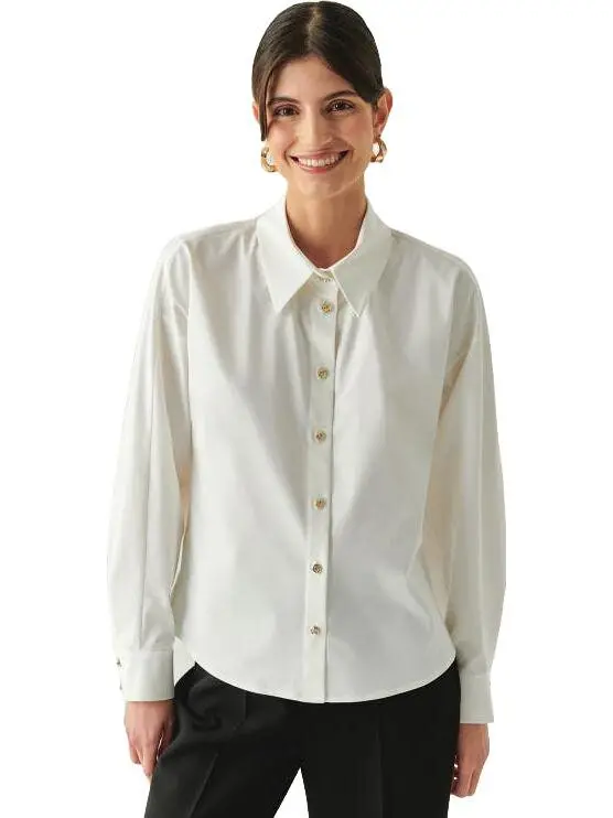 EXQUISE Kamari Raglan Sleeve Shirt - Bone