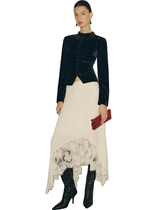 REFORMATION Helena Velvet Jacket - Black
