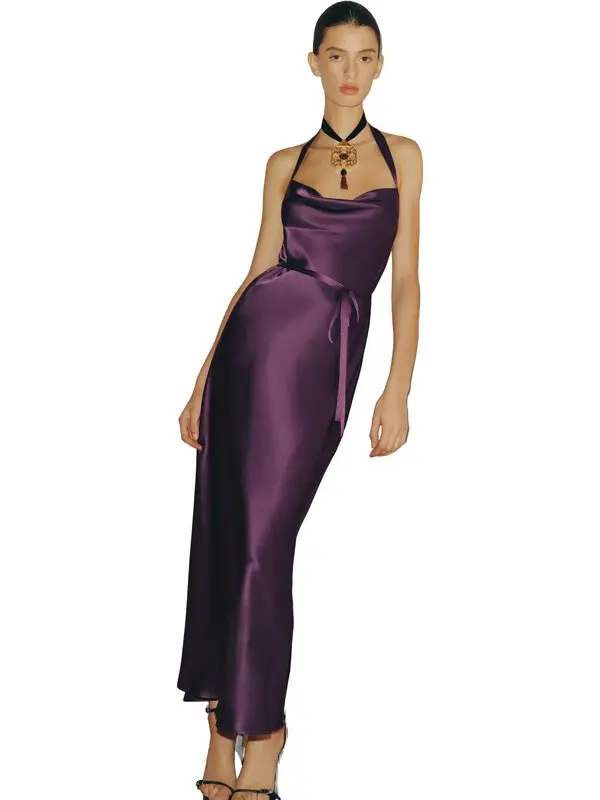 REFORMATION Gloribel Silk Dress - Purple